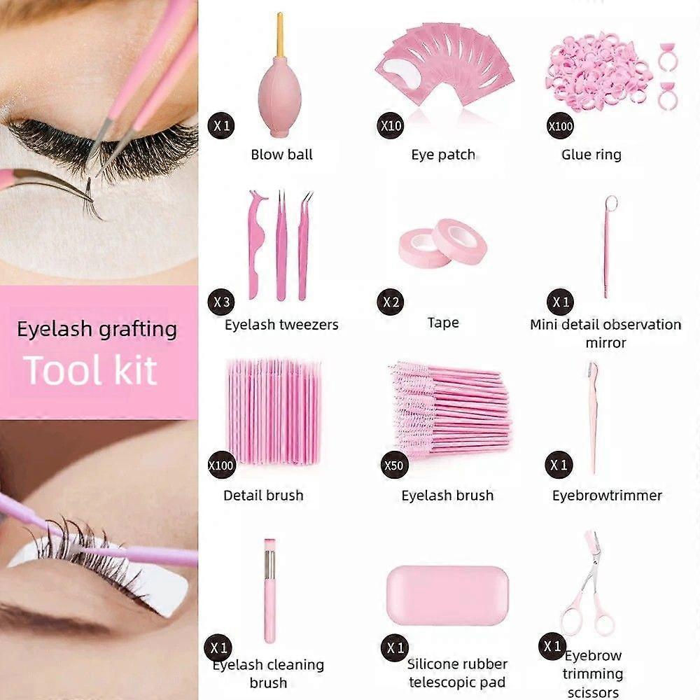 Eyelash Grafting Tool Kit 175PCS Pink Lash Extension Supplies Set with ...