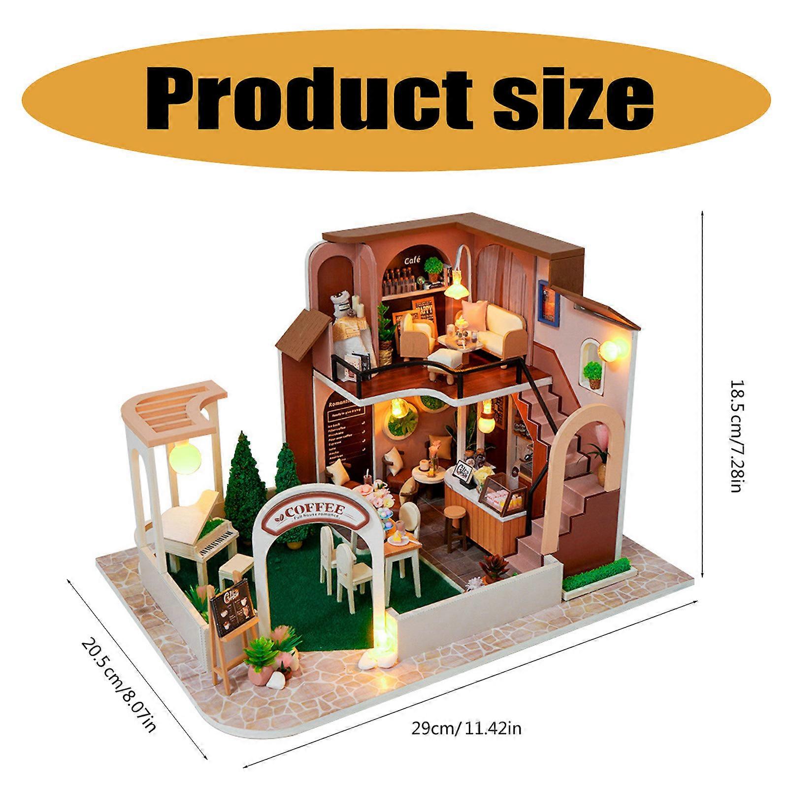 Creative Room Decors Miniature Doll House Building Kits Wood Coffee ...