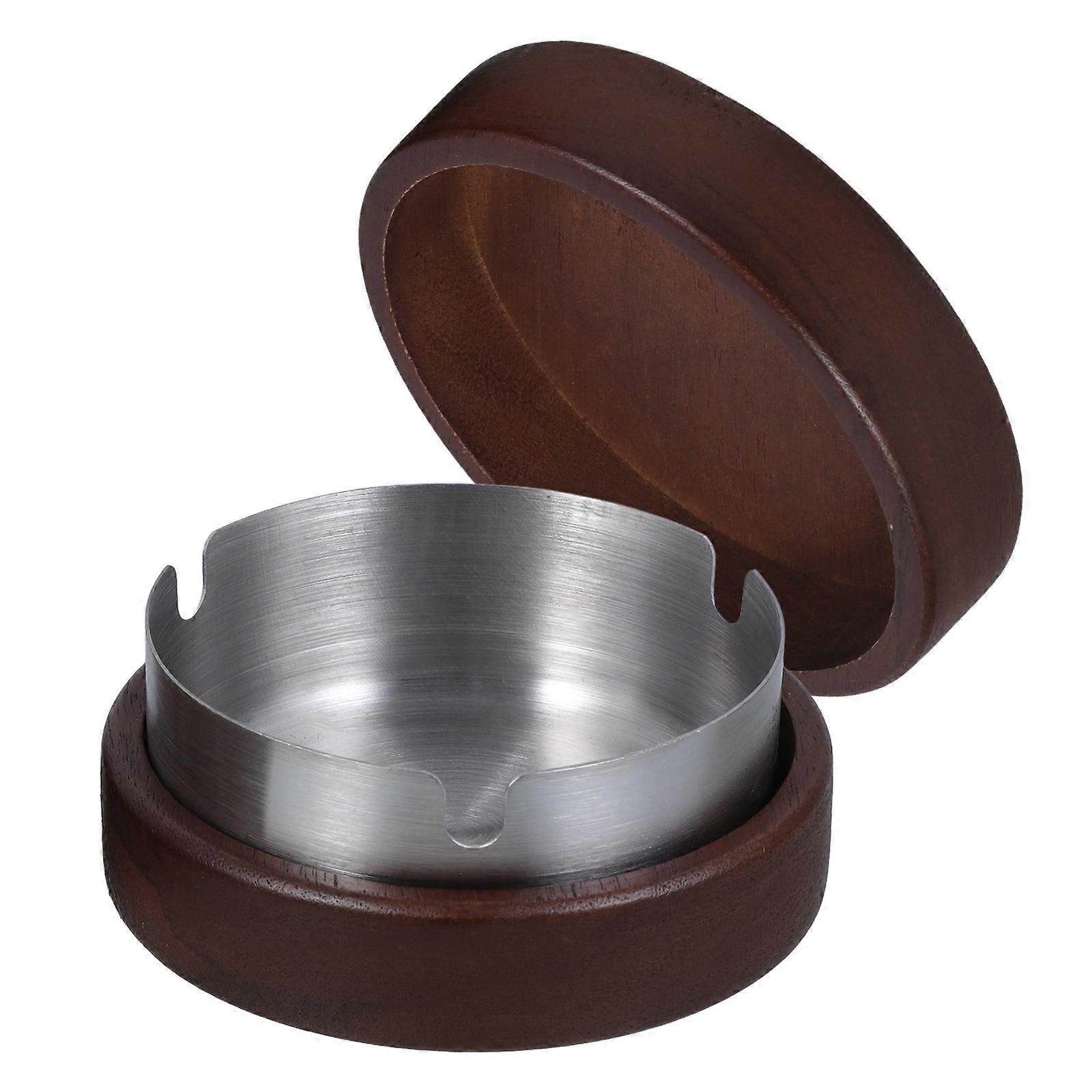 Portable Outdoor Wooden Ashtray with Stainless Steel Liner and Lid for ...