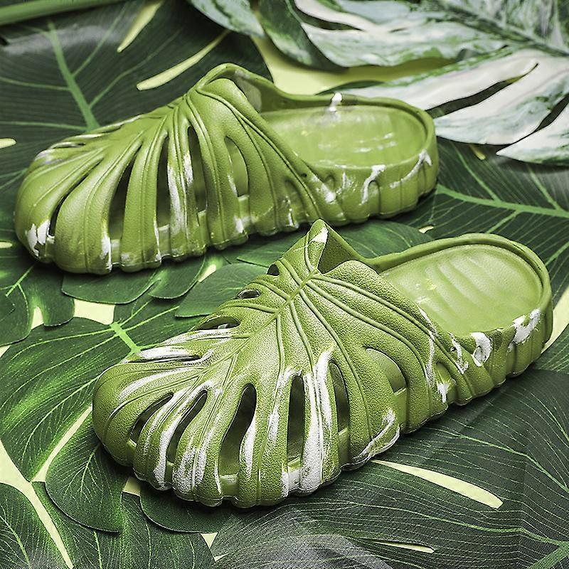 Monstera Pattern Shoes Soft Comfortable Casual Bathroom Sandal for ...