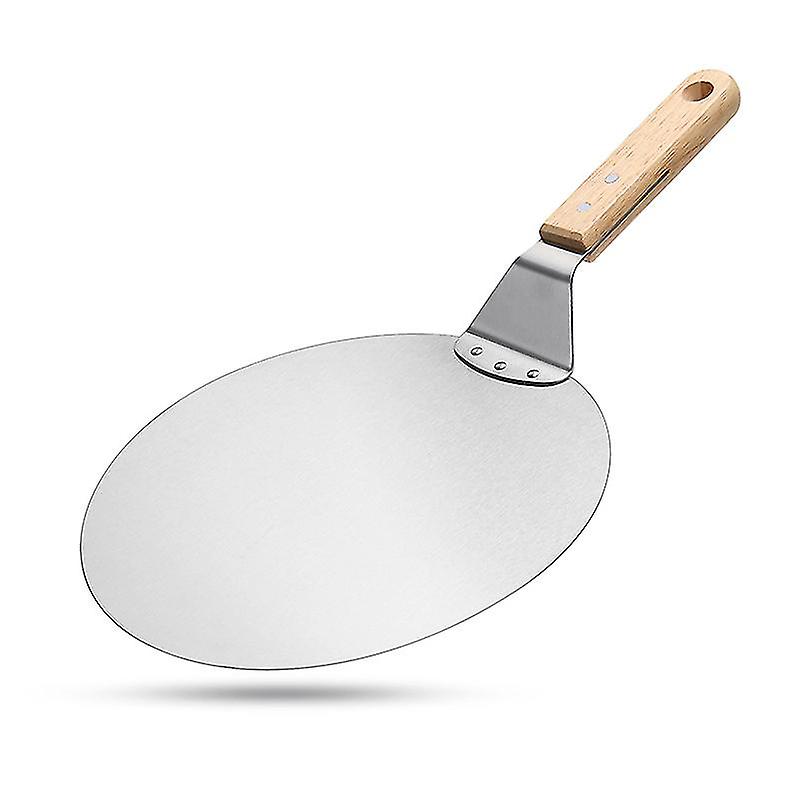 stainless Steel Round Pizza Shovel With Wooden Handle, Cake Lifter For ...