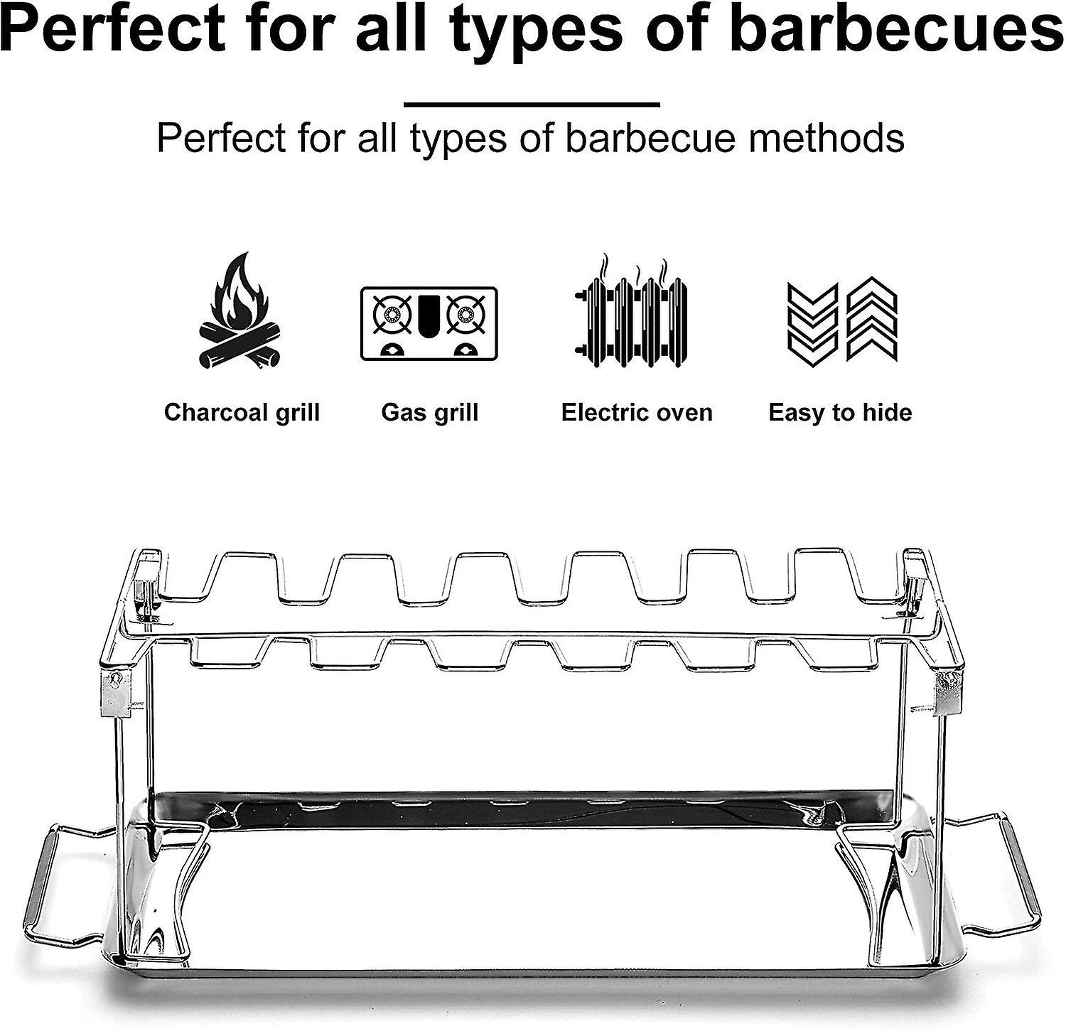 Foldable Stainless Steel Barbecue Chicken Leg Rack ,with Space For 14 ...