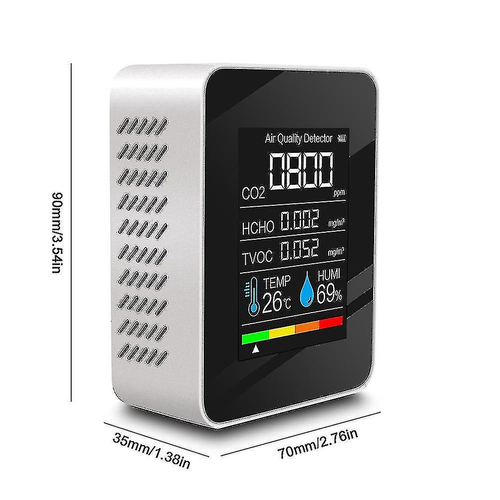 6 In 1 Co2 Meter Digital Temperature Humidity Sensor Tester Air Quality ...