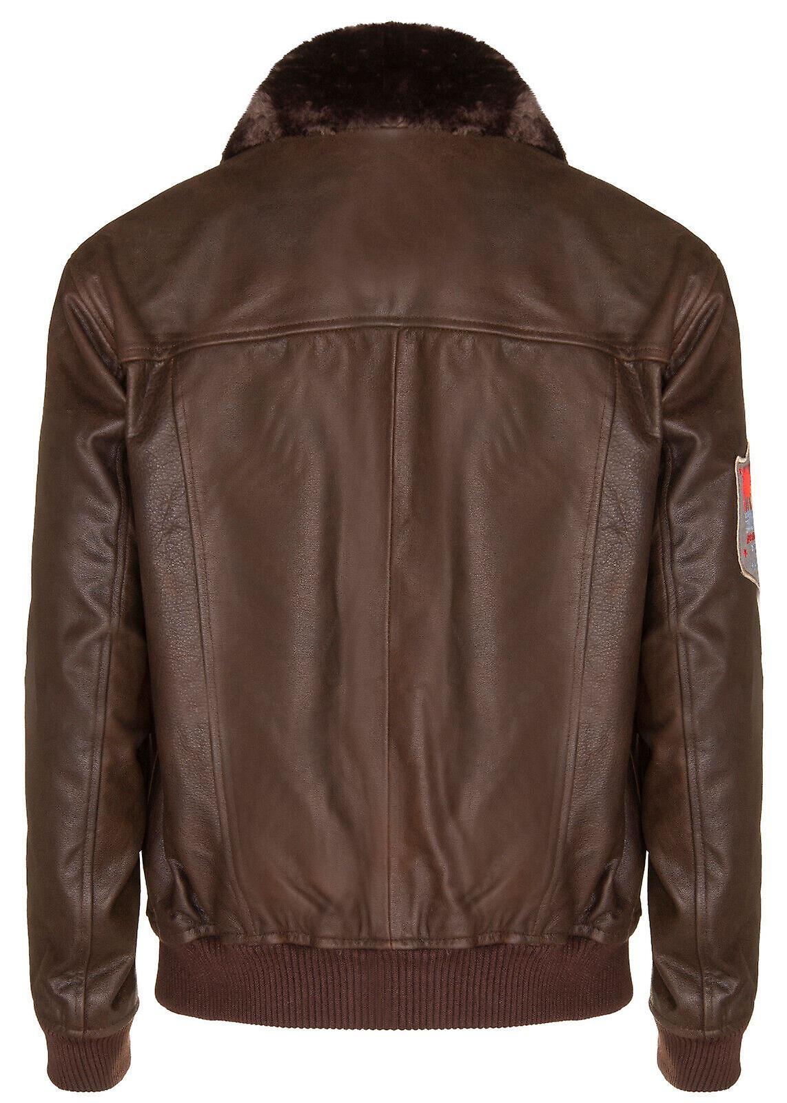 Men's Brown Leather Air Force Badge Pilot Flying US Aviator Bomber ...
