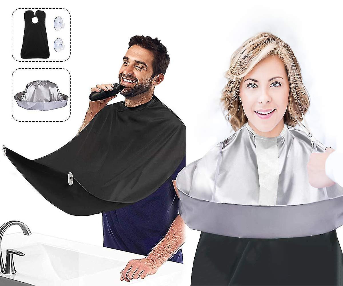 2pcs Hair Cutting Cape And Beard Bib, Haircut Cape Hair Catcher For ...