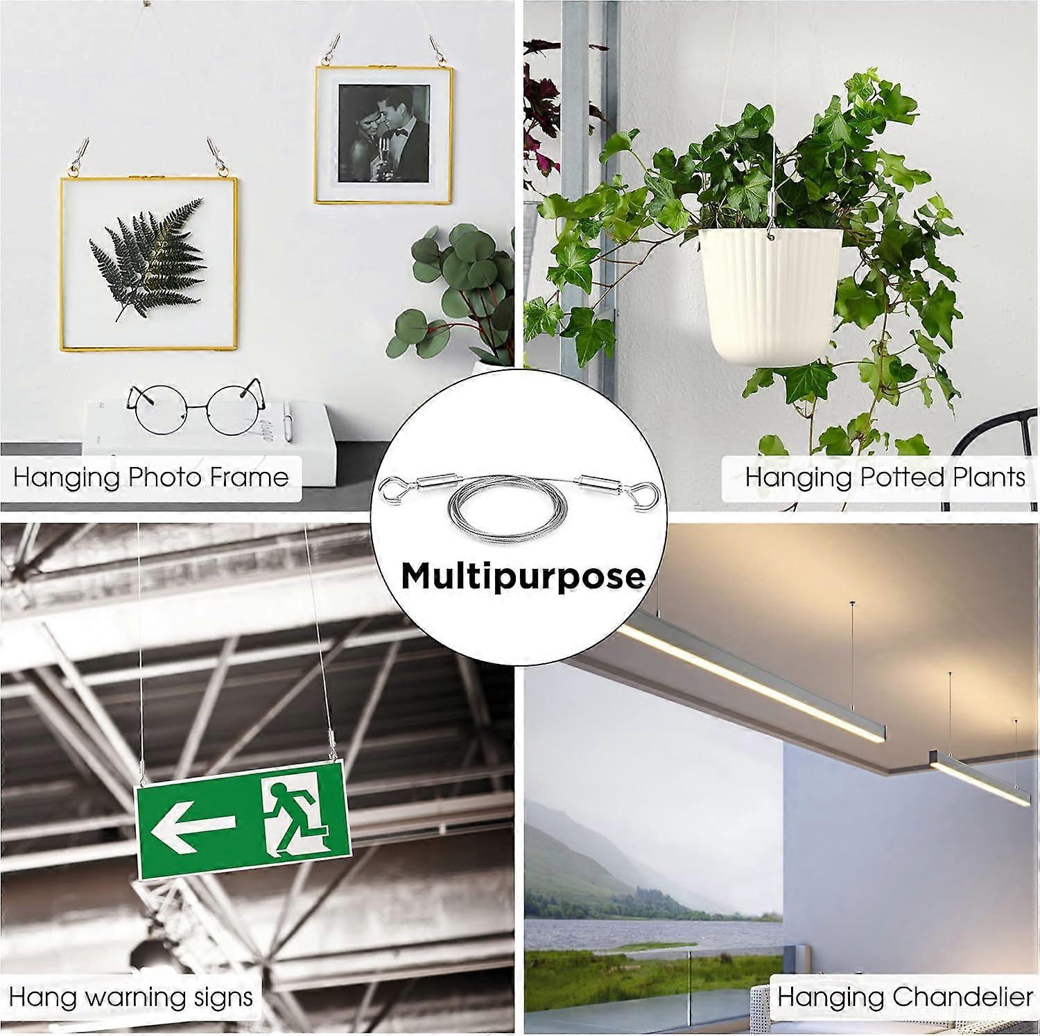 2Pcs Adjustable Picture Hanging Wire - Heavy Duty 2m x 1.5mm Stainless ...