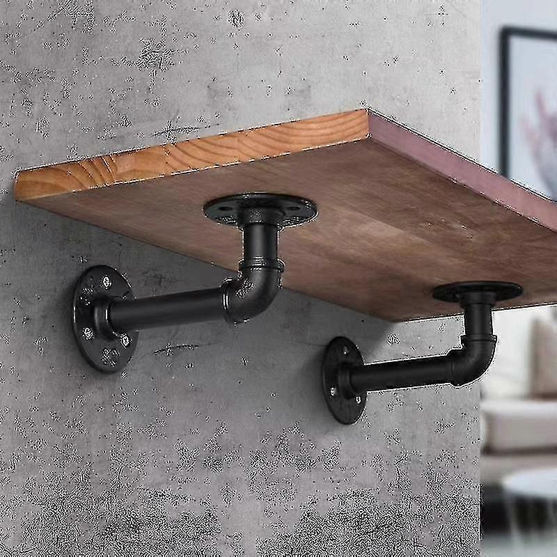 Industrial Pipe Shelf Brackets For 8 10 12 Inch Shelves, Black Metal L ...