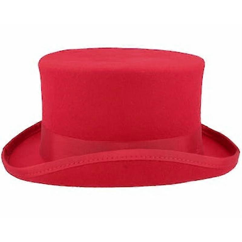 Mid Crown Red Top Hat Unisex Hat Steam Punk Hat Cylinder Wool Felt Top ...