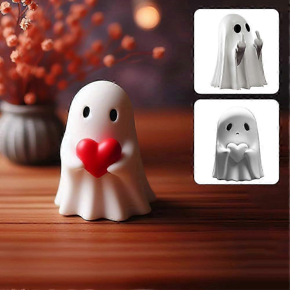Spooky Cute Ghost Figurine 2024 Mini Scary Ghost Middle Finger/Holding ...