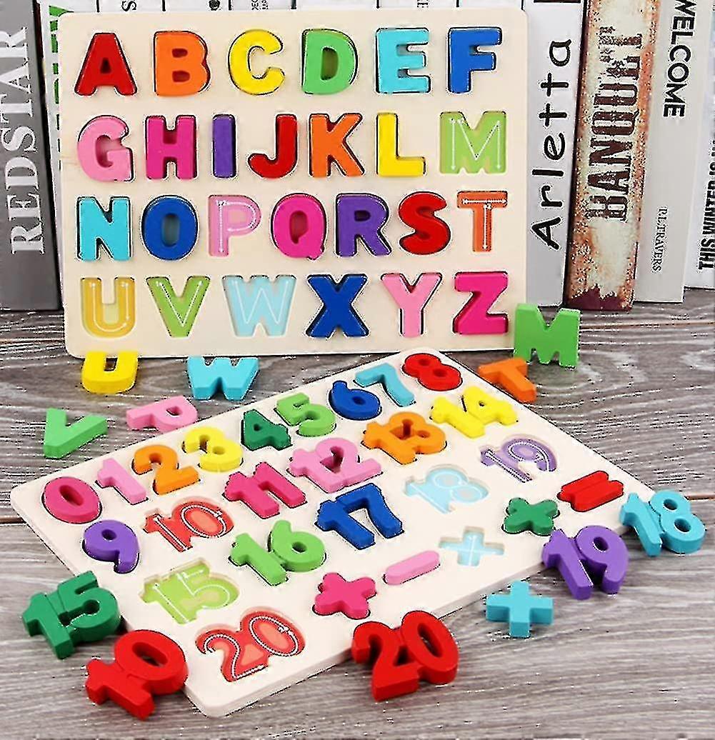 Wooden Alphabet Puzzle Abc Jigsaws Chunky Letters Early Learning Toys ...