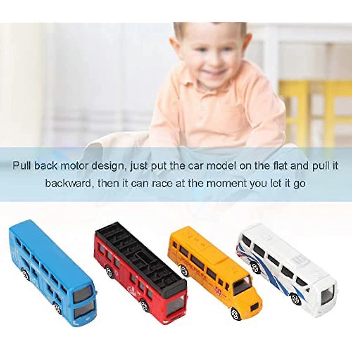 4PCS 1:87 Scale Miniature Bus Toy Vehicles Pull Back Bus Model Toys ...