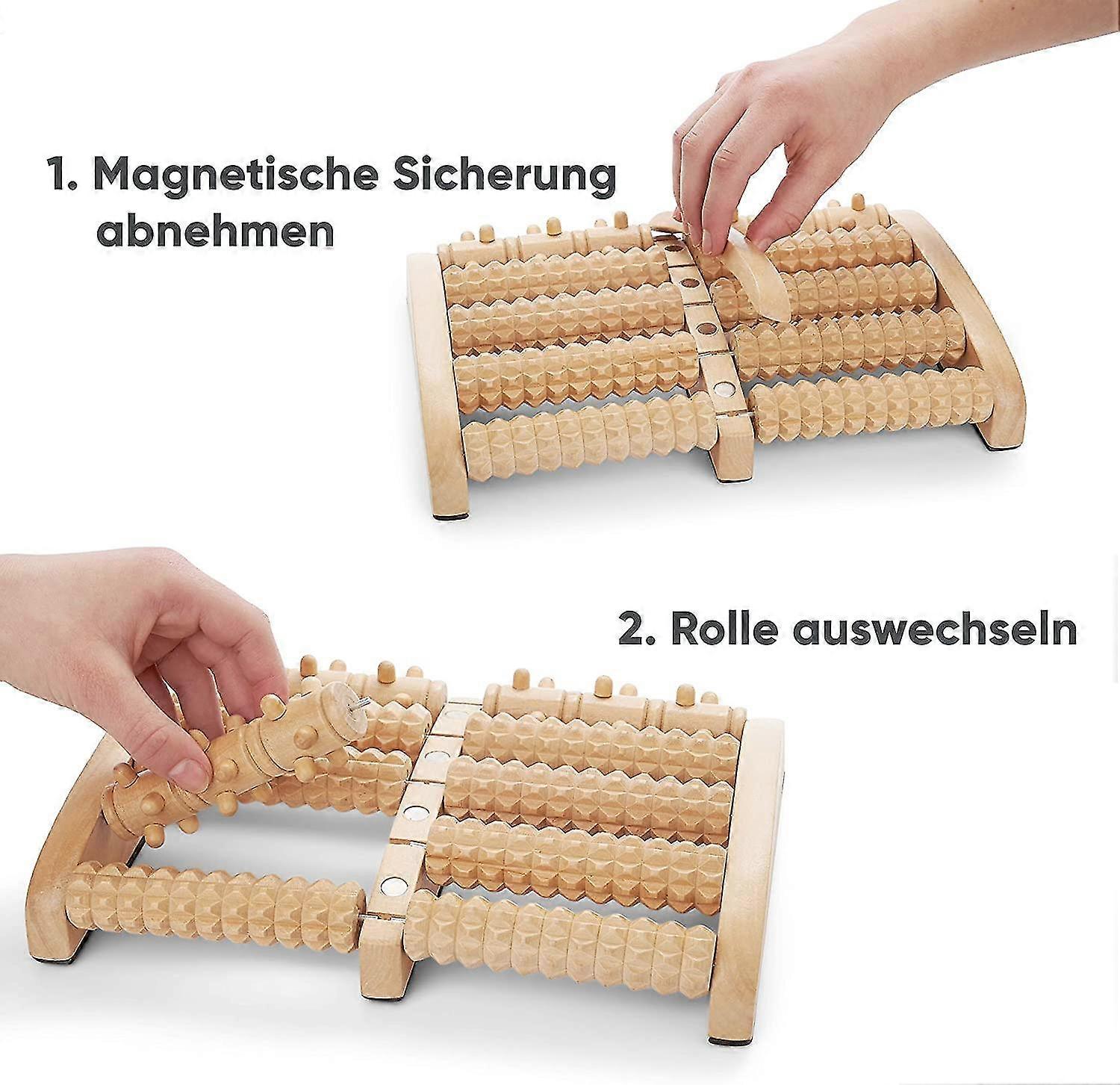 Premium Foot Massager Roller With Interchangeable Rollers I Wooden Foot ...