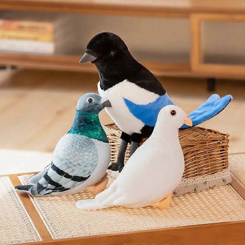 Realistic Pigeon Plush Toys High Quality Soft Lifelike Grey Hill White ...