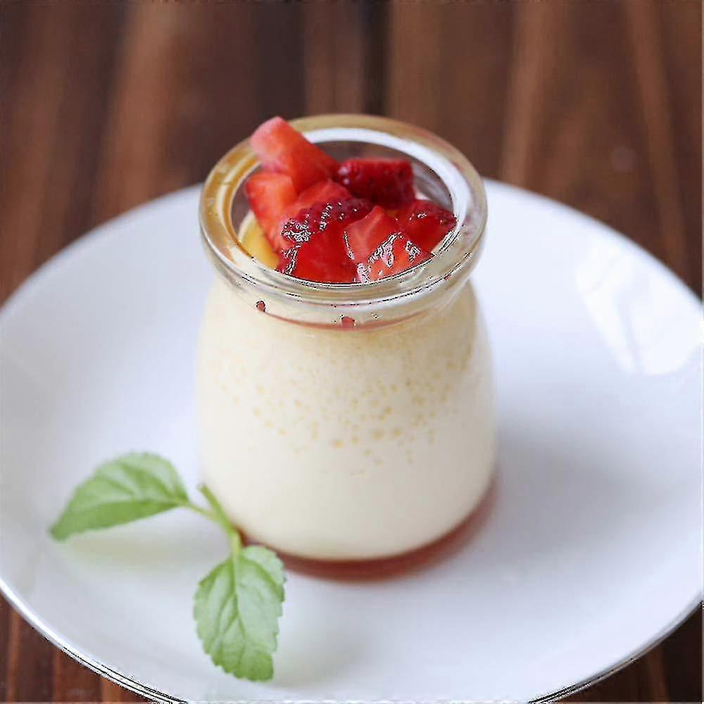 6pcs 100ml Yogurt Pudding Glass Jars With Plastic Lids Mini Cup Small ...