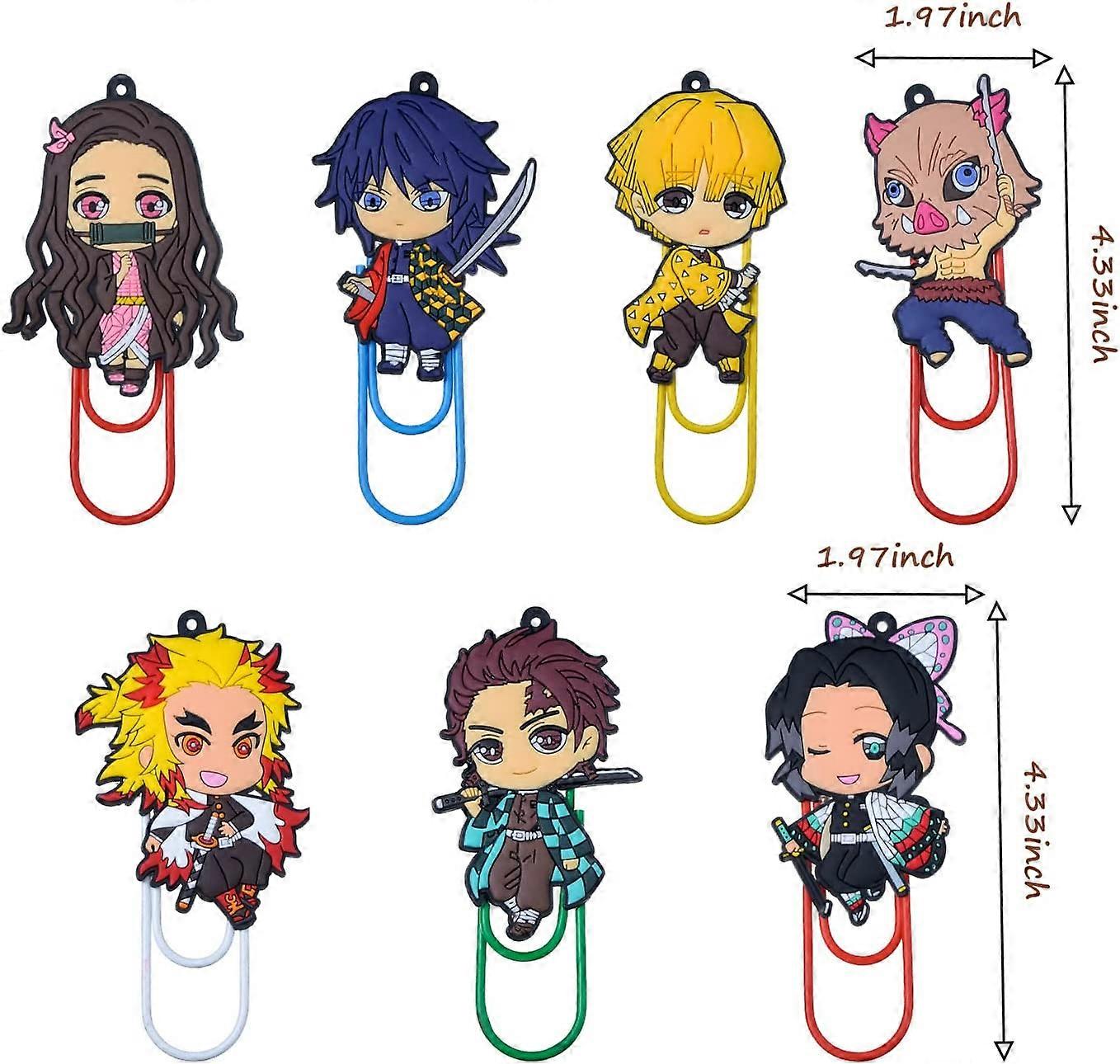 7PCS Amine Demon Slayer Bookmarks Nezuko Tanjiro Zenitsu Inosuke ...