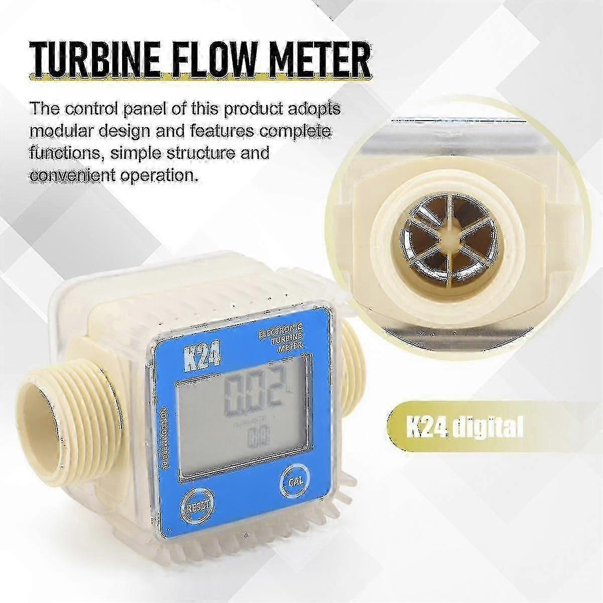 Digital Lcd K24 Flow Meter Turbine Fuel Flow Tester For Chemicals Water ...