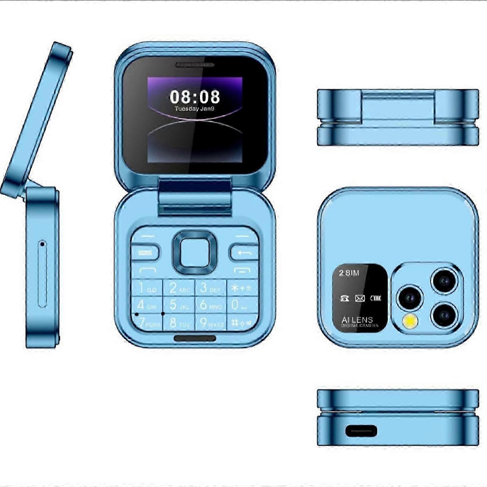 2024 New Mini Flip Mobile Phone 2 Sim Small Display Foldable Cell Phone ...