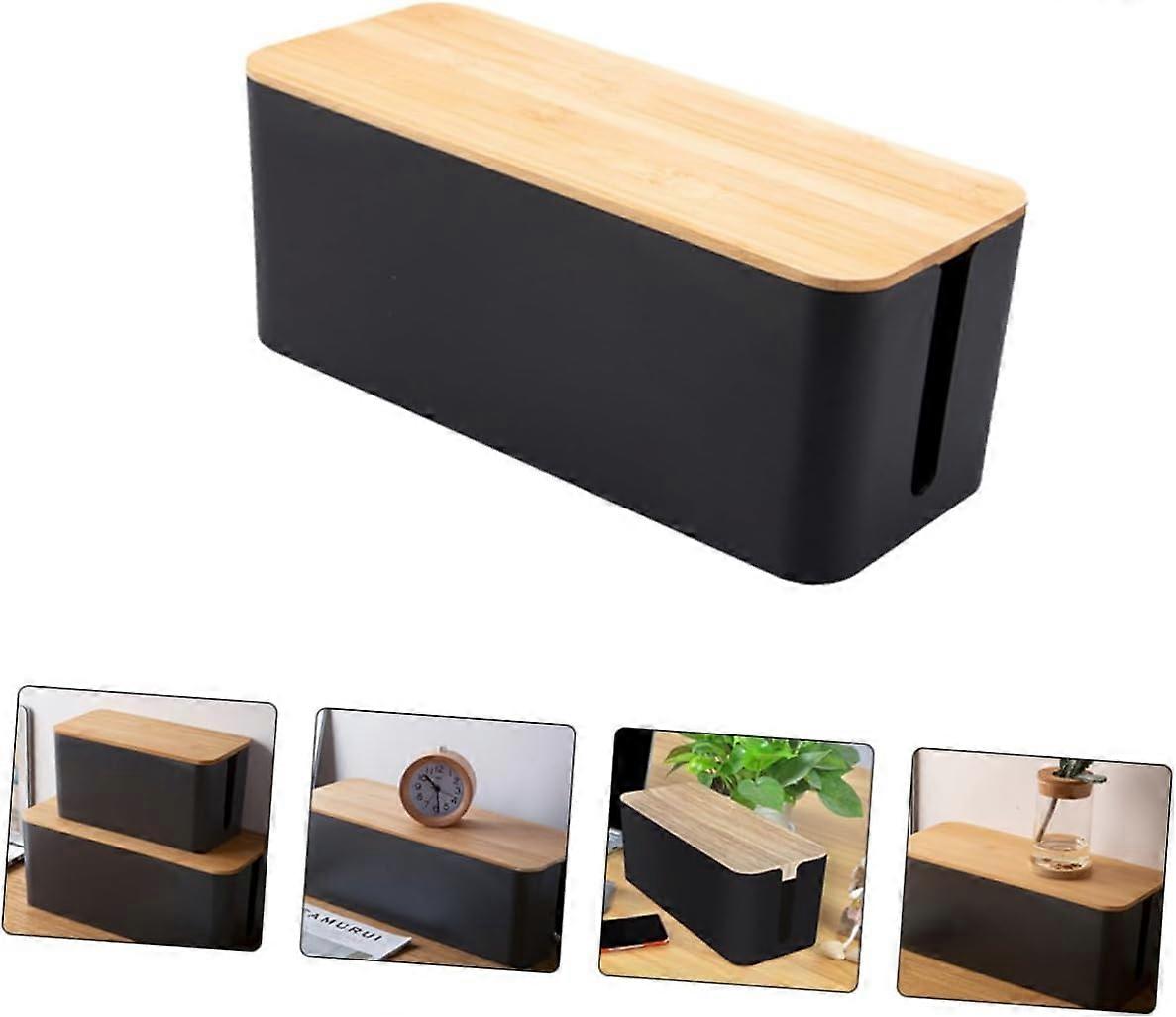 Cable Management Box with Round Hole Design, Wooden Look, Organizer for ...