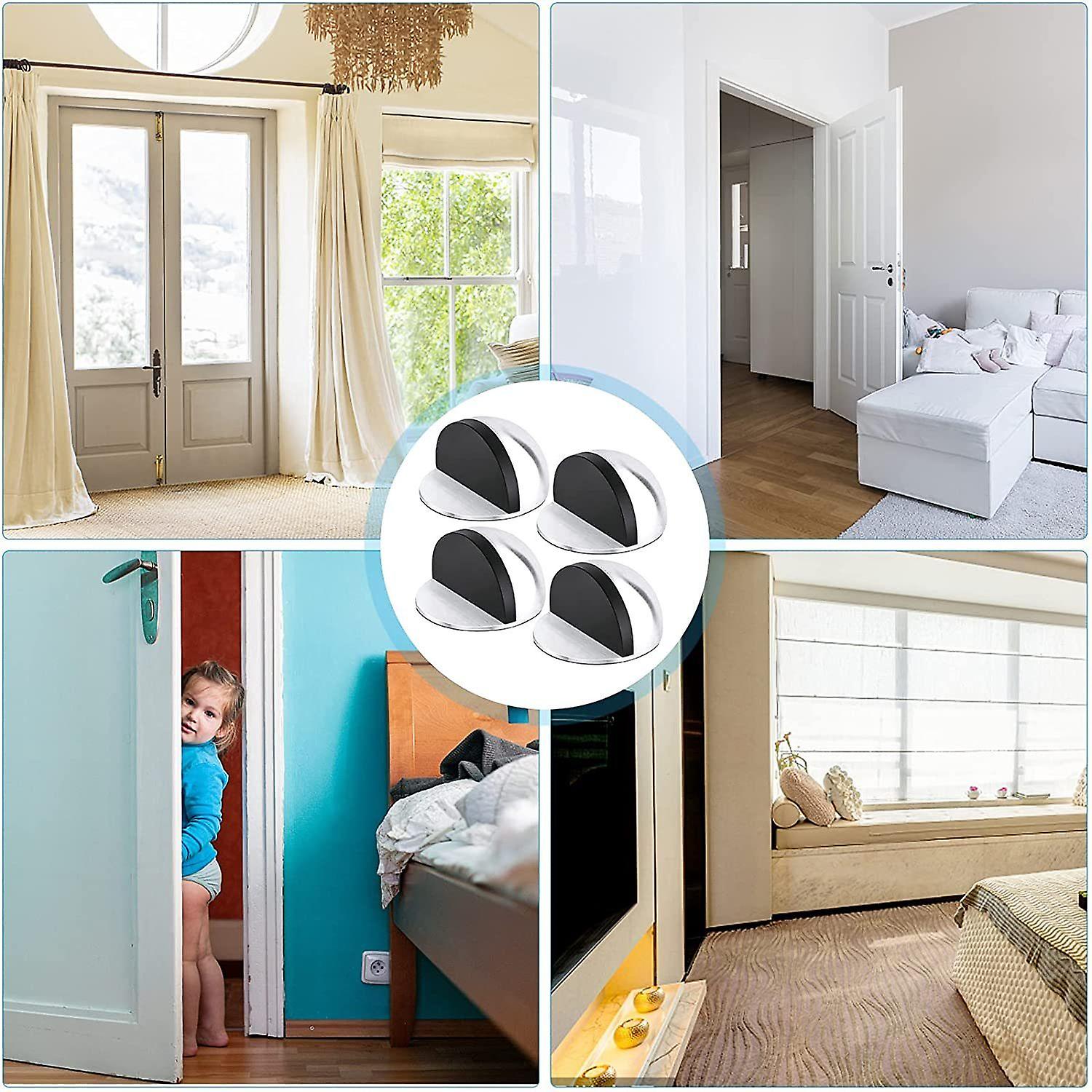 4 pieces door stopper, stopper stainless steel self-adhesive floor door ...