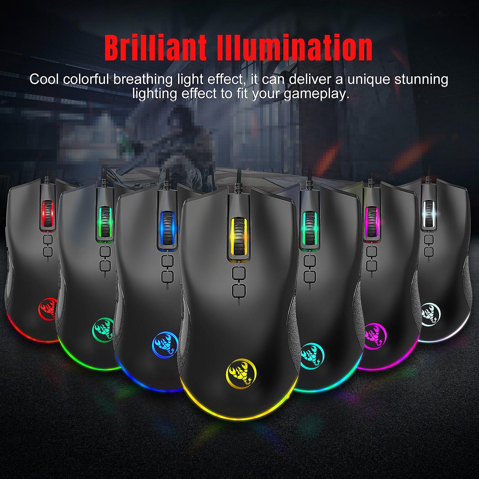 Hxsj A883 Wired Gaming Mouse 7-key Programmable Gaming Mouse 4-gear ...
