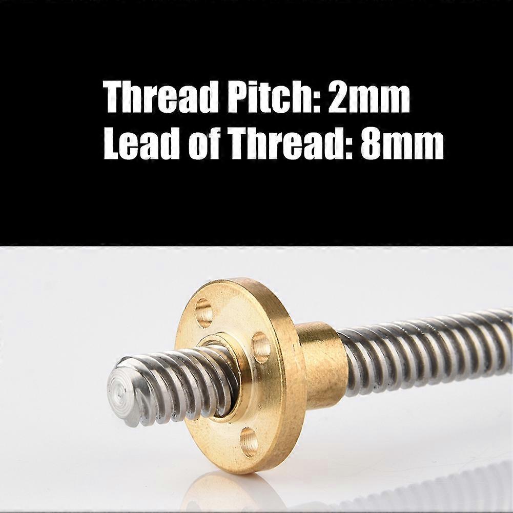 T8 8mm Trapezoidal Stainless Steel Threaded Rod Lead Screw & Brass Nut ...