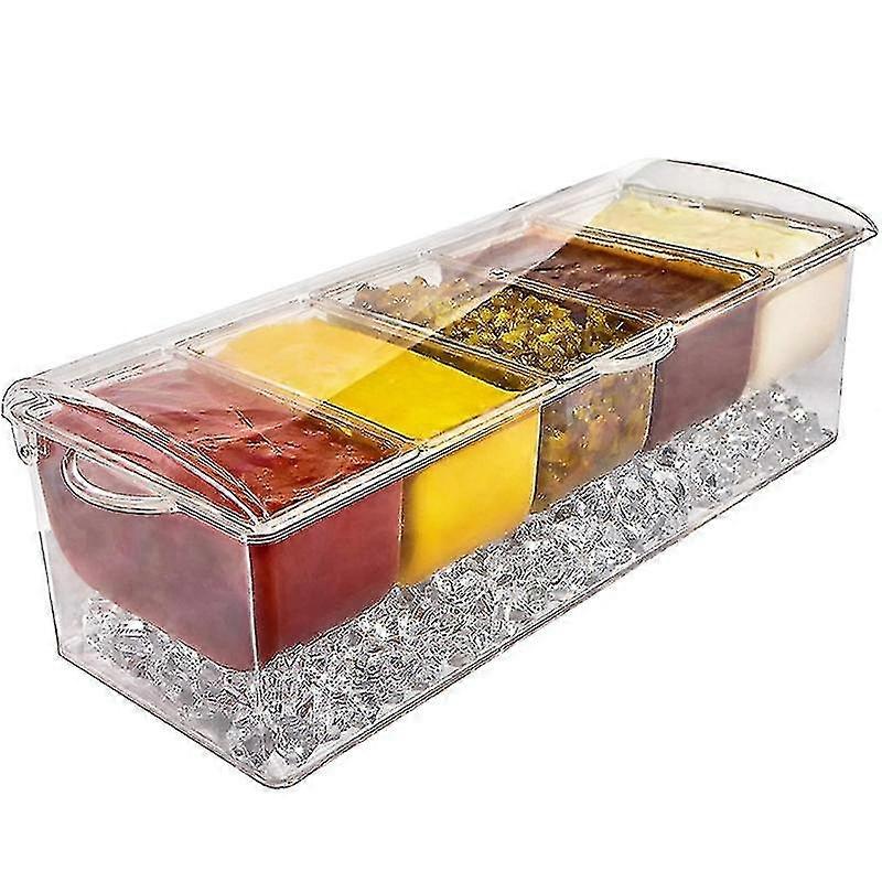 Ice Cold 5 Compartment Condiment Server Rack-service Tray Container ...