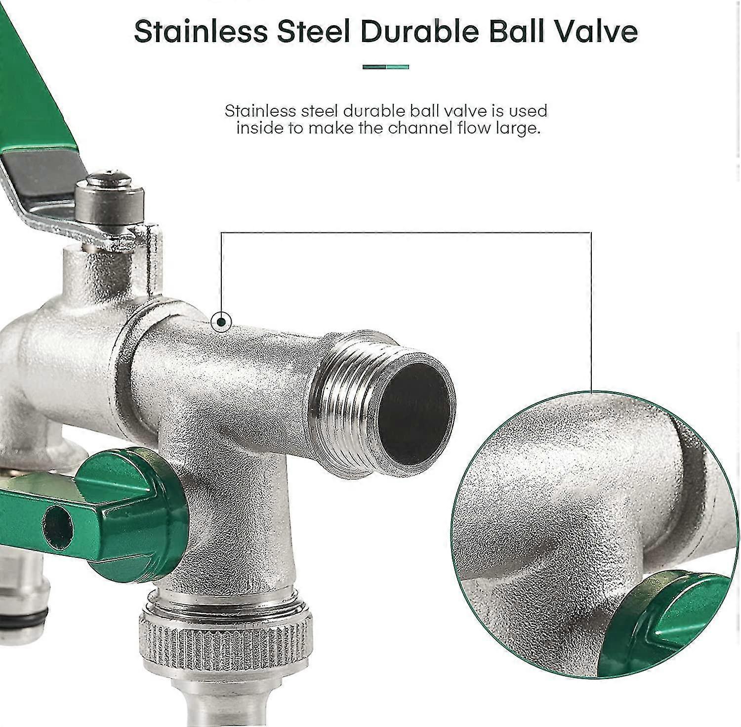 Garden Faucet With Double Outlet, Brass Outdoor Faucet, High-end Garden ...