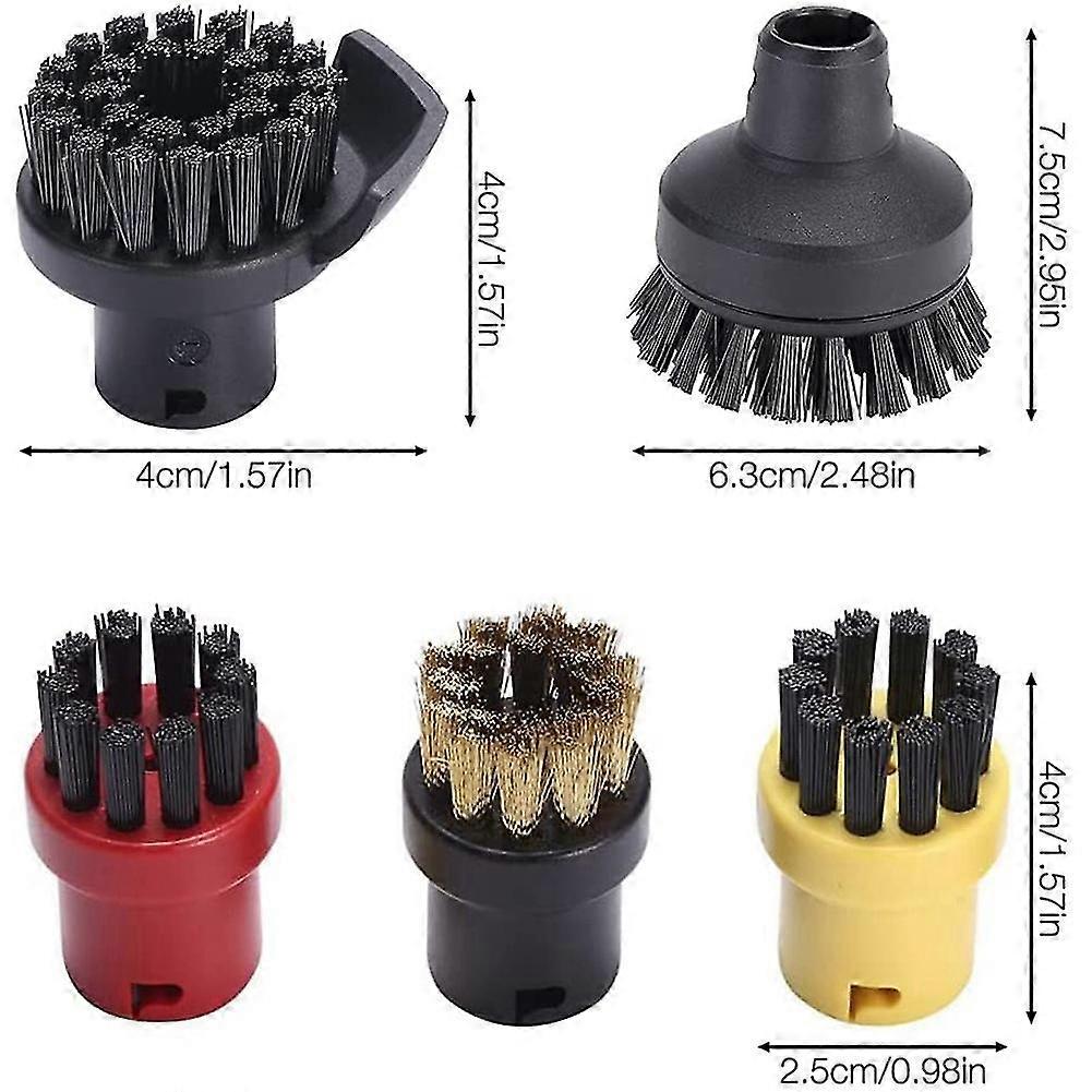 5 Piece Round Brush Set, Nozzle Round Brush For Steam Cleaner Sc1 Sc2 ...