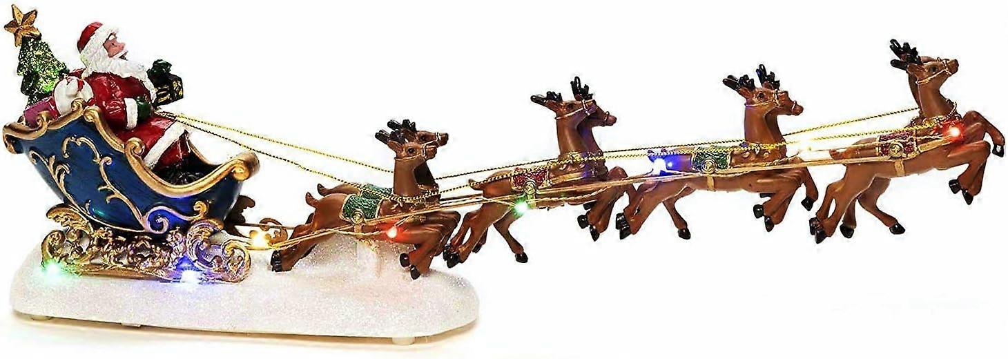 LED Christmas Scene : Santa in Sleigh with Flying Reindeer,Christmas ...