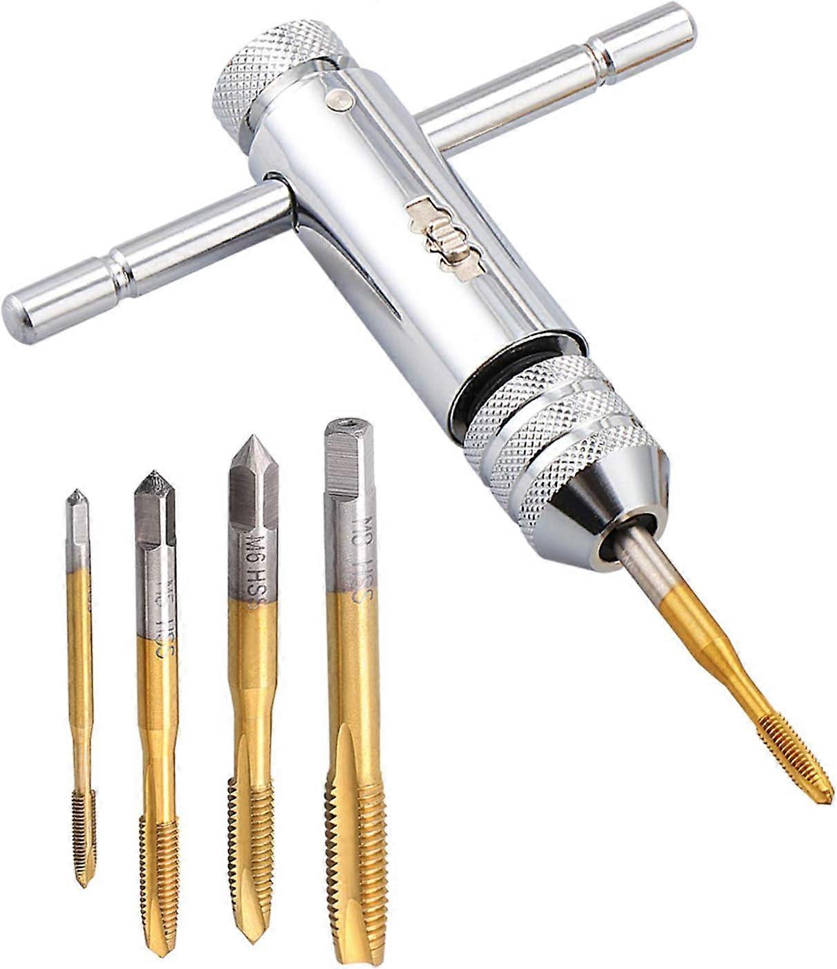 Hand Taps, Adjustable Tap Wrench, T-Handle Tap Holder Wrench with 5pcs ...
