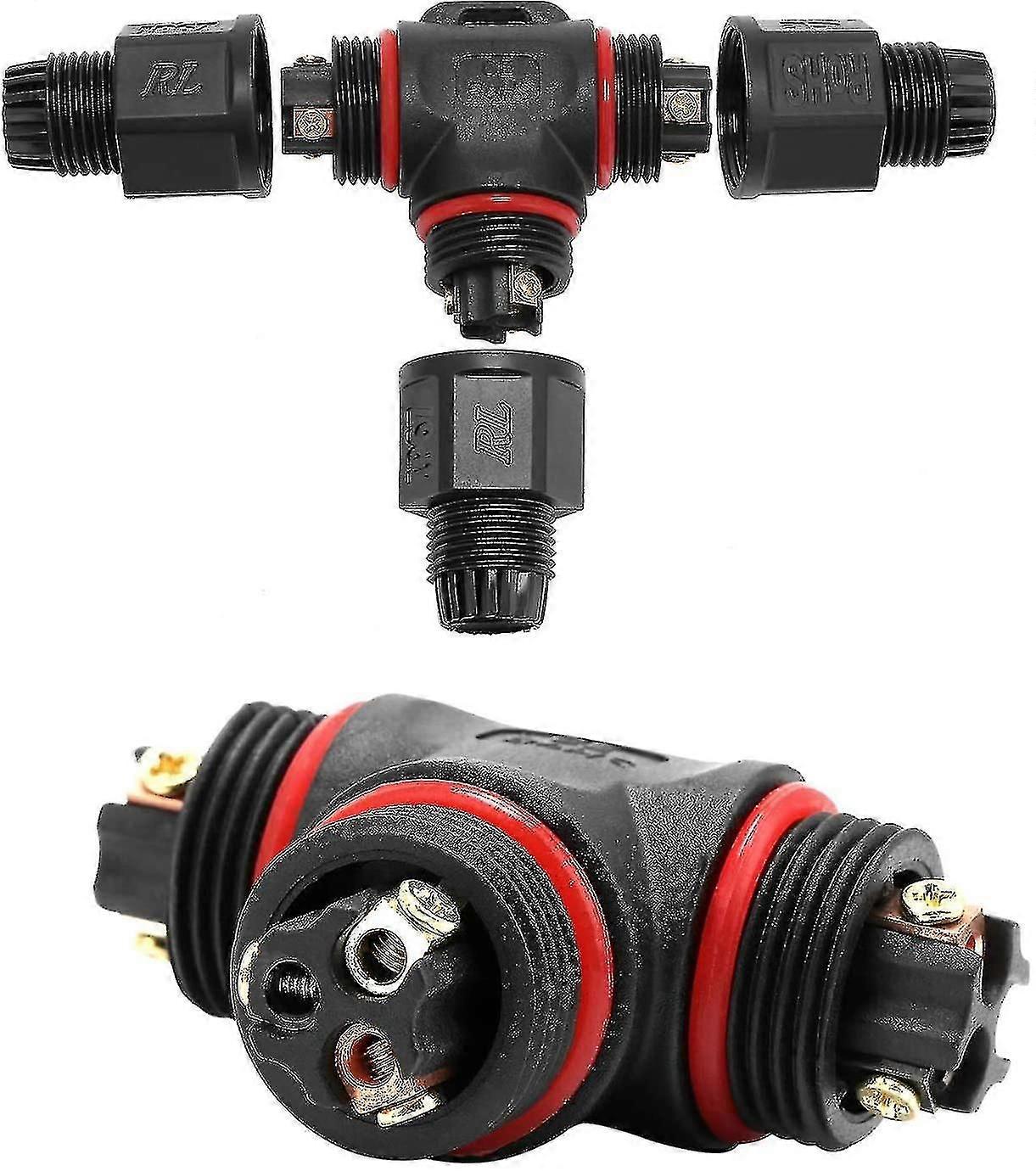 Set Of 4 Waterproof Ip68 T-junction Box 3-pole Cable Connectors | Fruugo UK