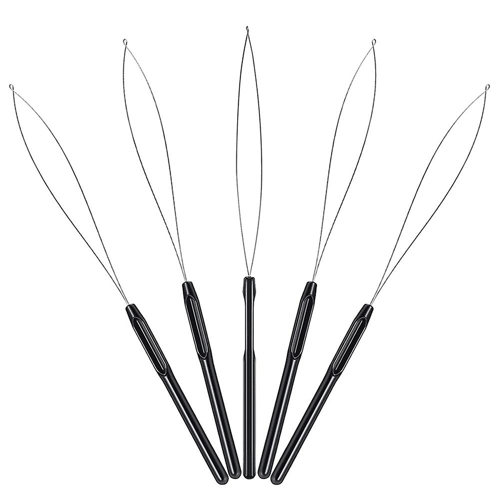 10pcs Hair Extension Loop Threader Tool And Bead Tool Black Loop ...