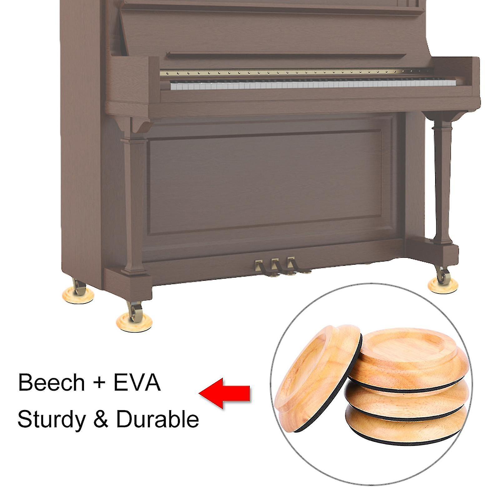 4Pcs Beech Wood Round Piano Foot Pads Set Upright Piano Caster Cups ...