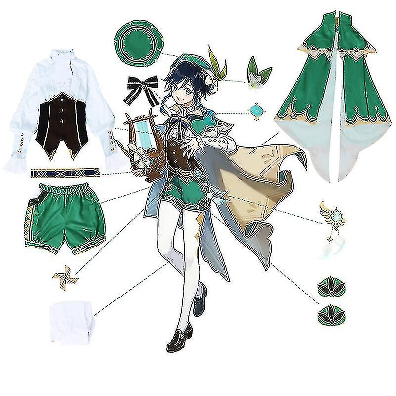 Game Genshin Impact Venti Cosplay Costume Barbatos Green Cosplay Costume Venti Outfit Halloween ...