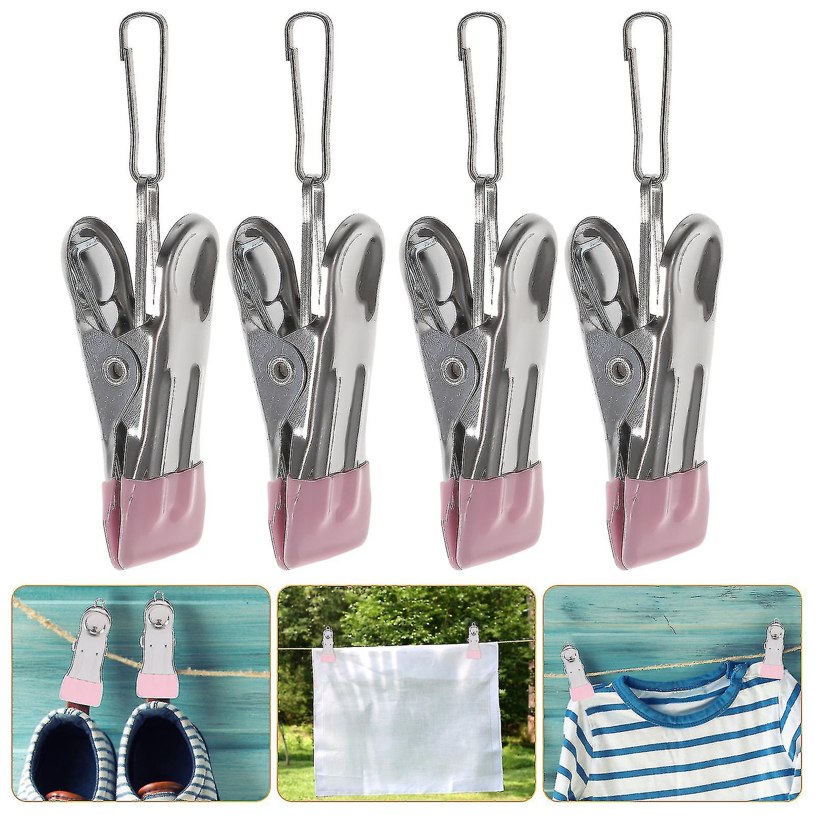 6 Pcs Hanging Clips Hook Stainless Steel Sock Hanger Stainless Steel ...