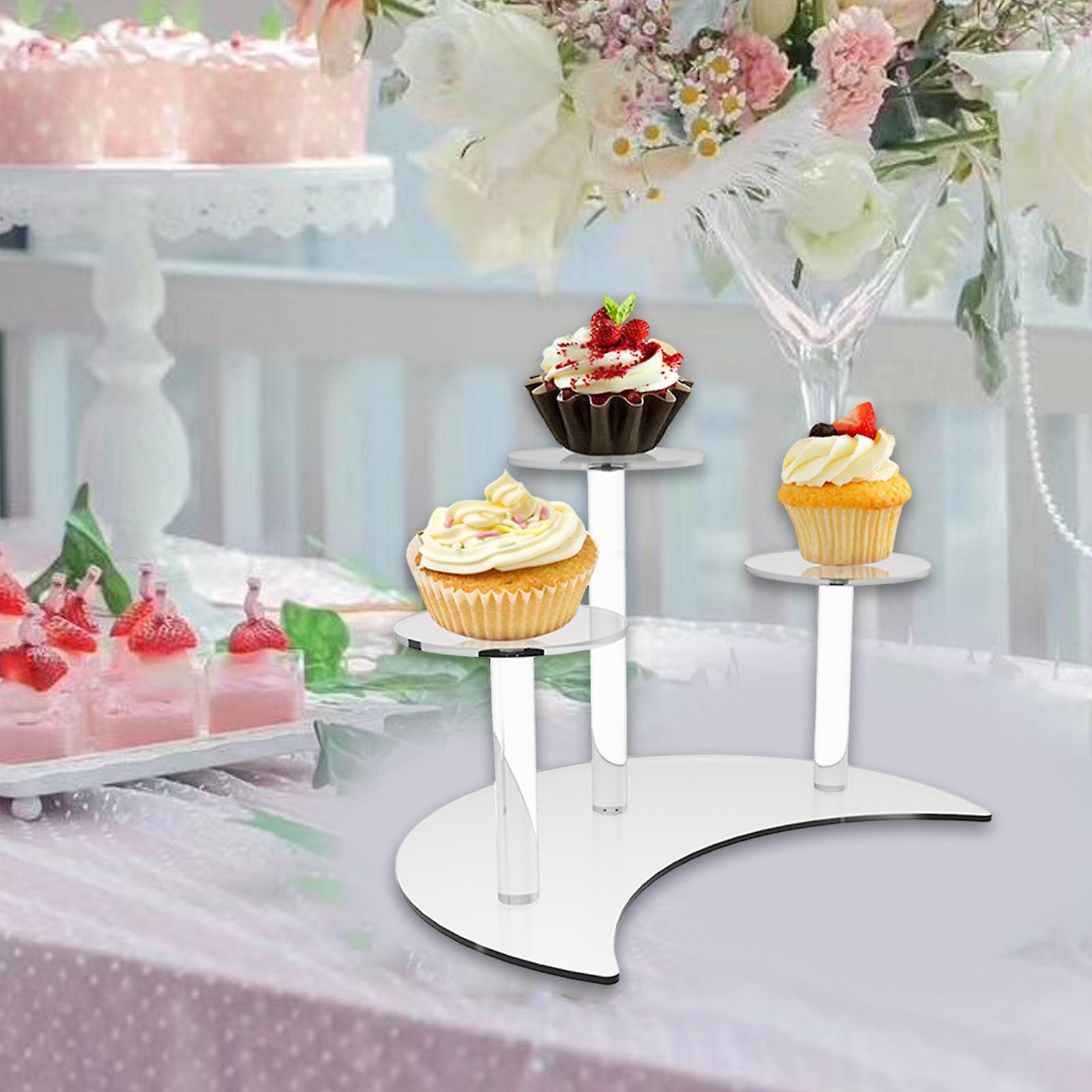 3 Tier Acrylic Display Stand, Half Moon Shelf, Server Dessert Holder ...