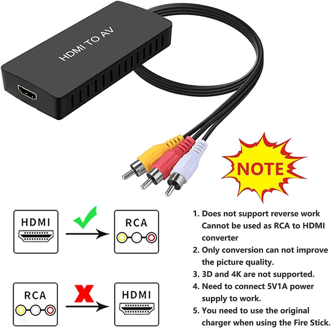 HDMI to RCA Converter, AV HDMI to Older TV Adapter Compatible for ...