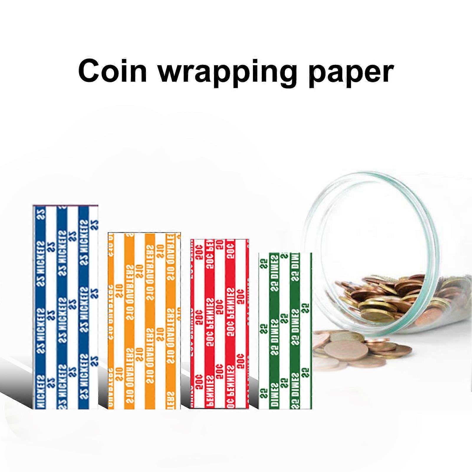 100Pcs Coin Wrapper Assorted Flat Coin Rolls Wrappers Kraft Paper 4 ...