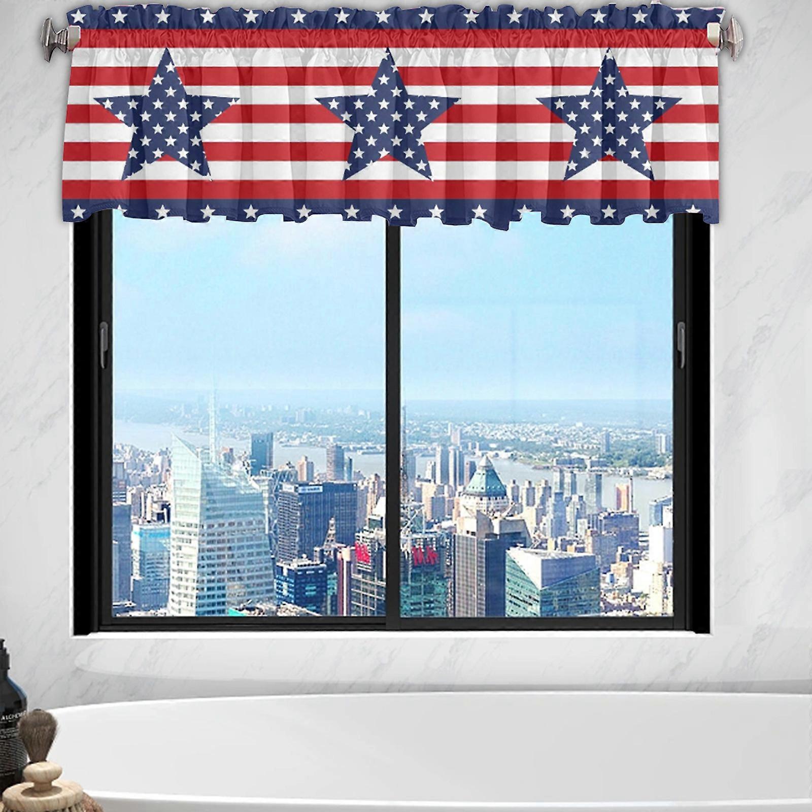 Living Room Curtains, American Flag Pattern With Stars And Translucent ...