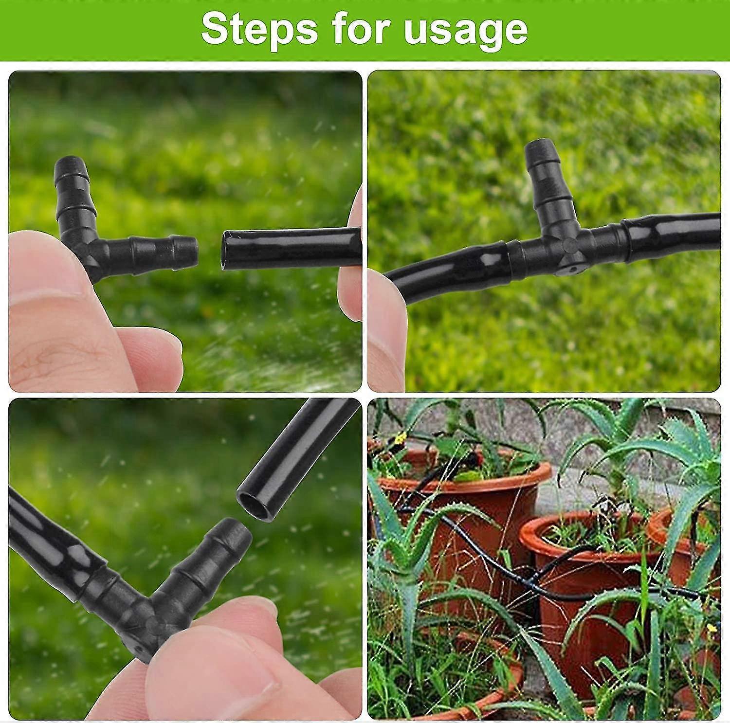ebanku 300 pcs 3 way tee connectors three to barbed dripper watering ...