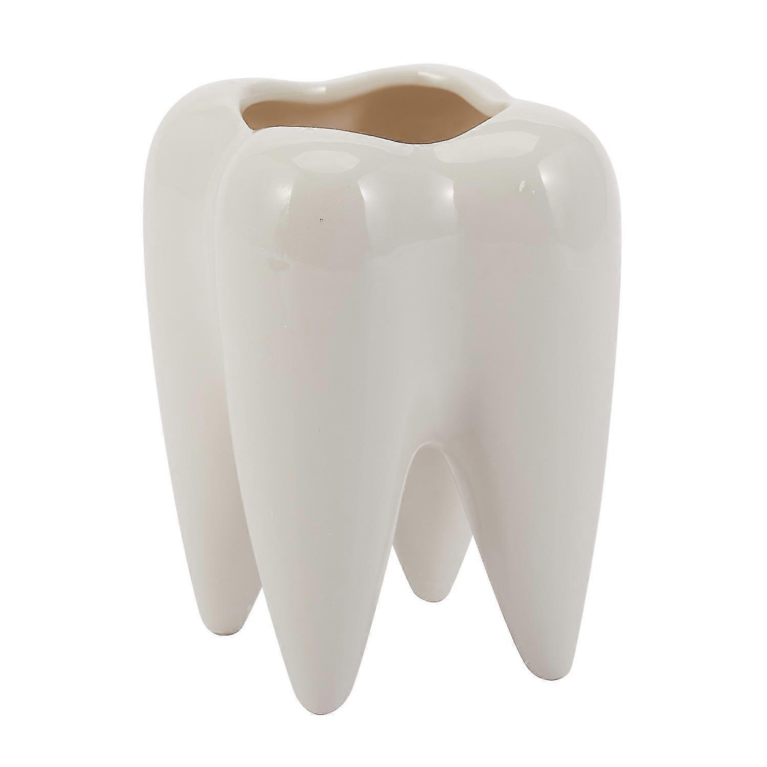 Tooth Shape White Ceramic Flower Pot Modern Design Planter Teeth Model ...