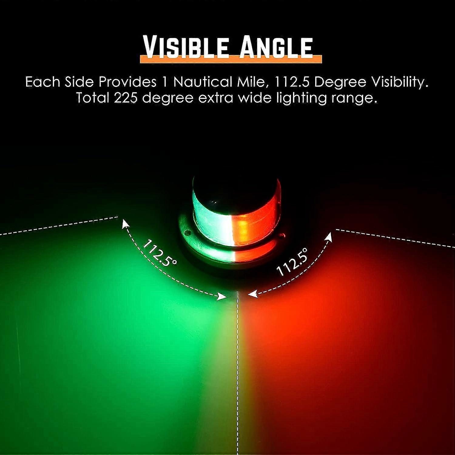 LED Navigation Lights Bi-Color Red and Green Sidelights Stainless Steel ...