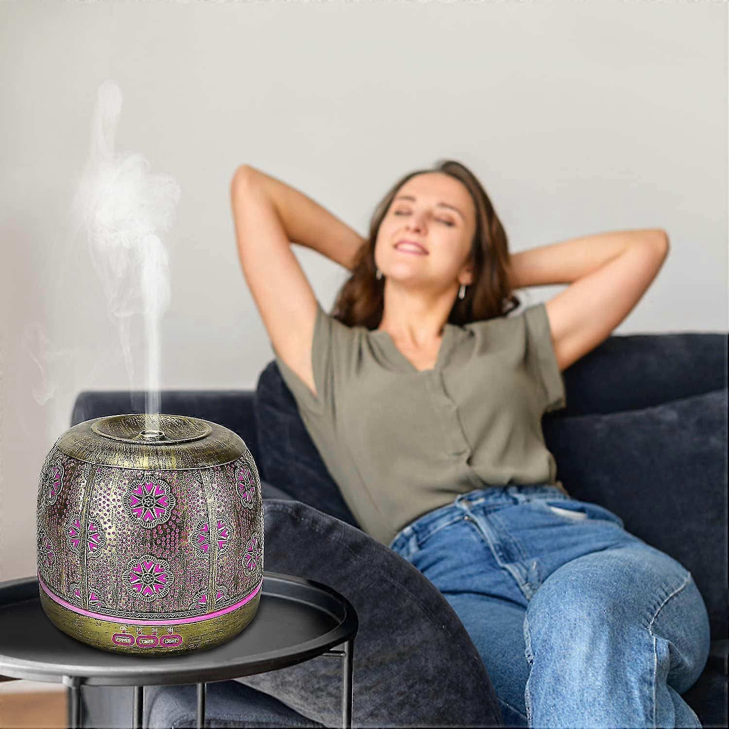 Aromatherapy Diffusers 500ml Metal Essential Oils Humidifiers With 7 ...