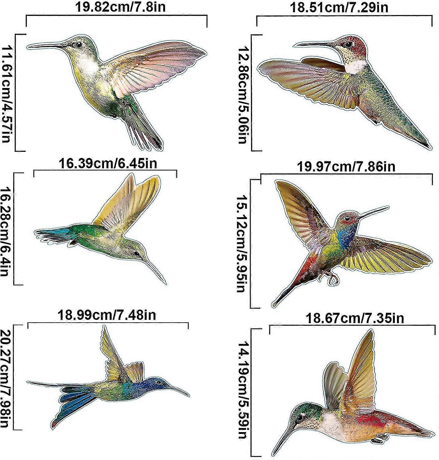 Anti-collision Window Sticker 6 Pieces Hummingbird Window Sticker Birds ...