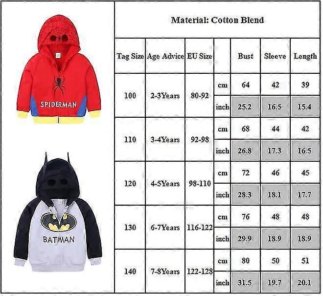 Kids Boys Superhero Jacket Spiderman American Captain Batman Zip Funny ...