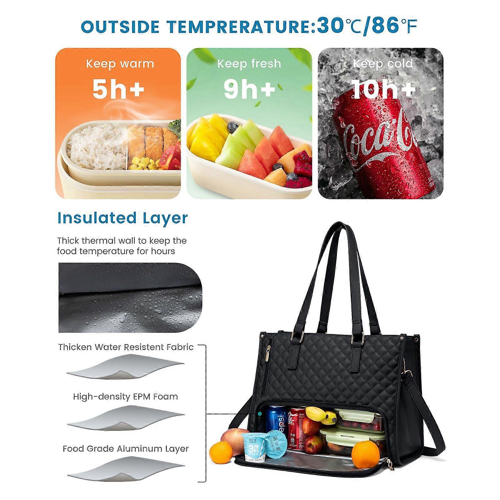 Women's Insulated Lunch Compartment Tote Bag with laptop compartment ...