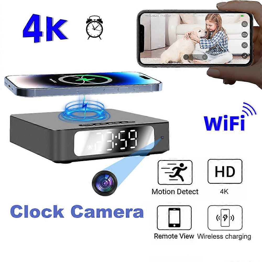 Surveillance Cameras 15W Wireless Charging Alarm Clock HD1080P WiFi ...