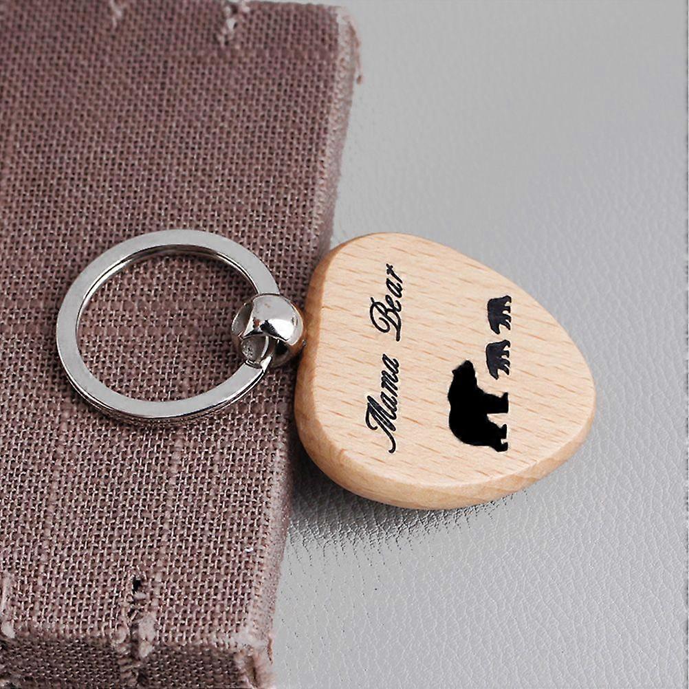 Mama and Cub Baby Bear Wood Keychain Mother's Day Keyring Gift (Two ...