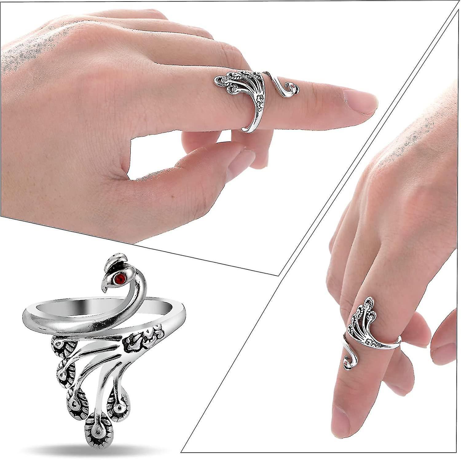 Adjustable Crochet Stitch Loop Knitting Creel 4pcs Alloy Open Finger ...