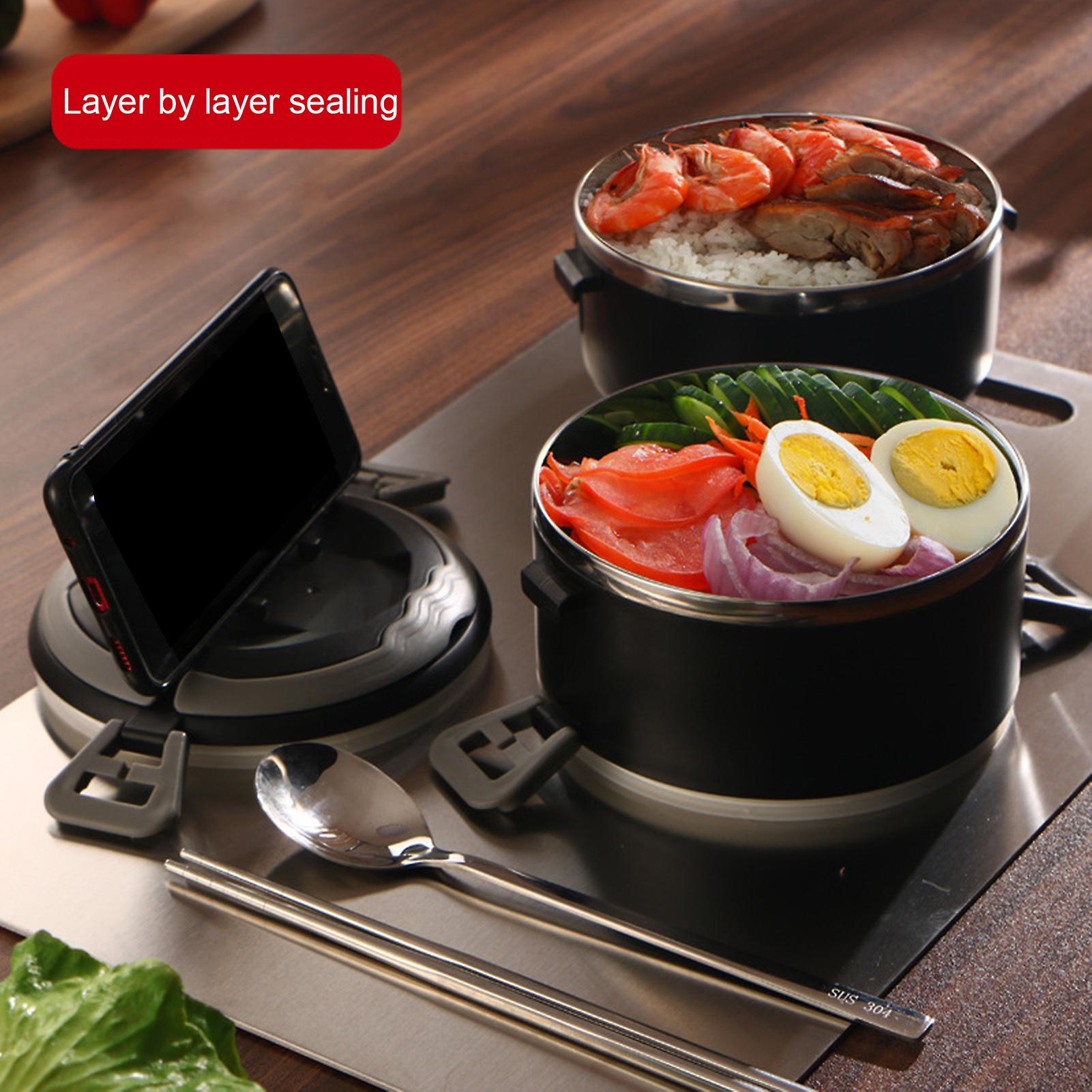 800/1600/2400ML Large Capacity Bento Boxes Leak-Proof Stainless Steel Household Insulated ...